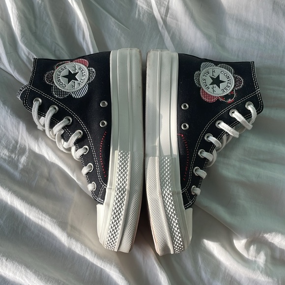 Converse | Shoes | Platform Black Patchwork Hightop Chuck 7s | Poshmark